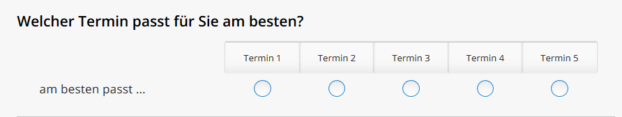 Quoten: Terminfindung, Veranstaltungsanmeldung, Stichprobenbeschränkung