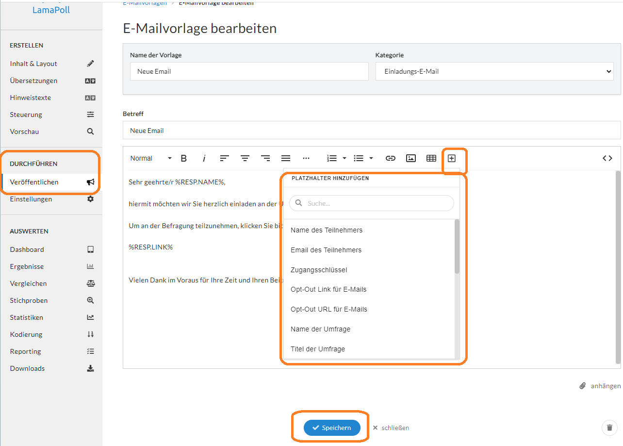 E-Mails verfassen mit LamaPoll